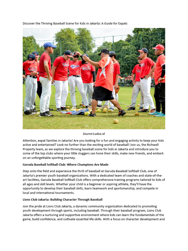 Discover The Thriving Baseball Scene For Kids in Jakarta | PDF | Social ...