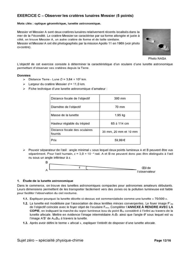 2021 Sujet Zero Exo4 LunetteCratere 5pts 0 | PDF