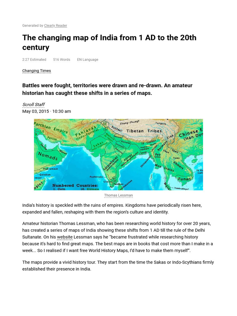 The Changing Map of India From 1 AD To The 20th Century | PDF | Asia ...