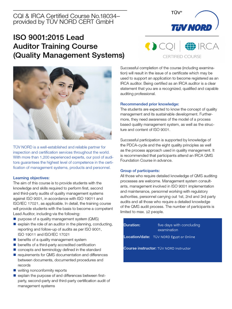 Irca Iso 9001-2015 Flyer | PDF | Iso 9000 | Quality Management System