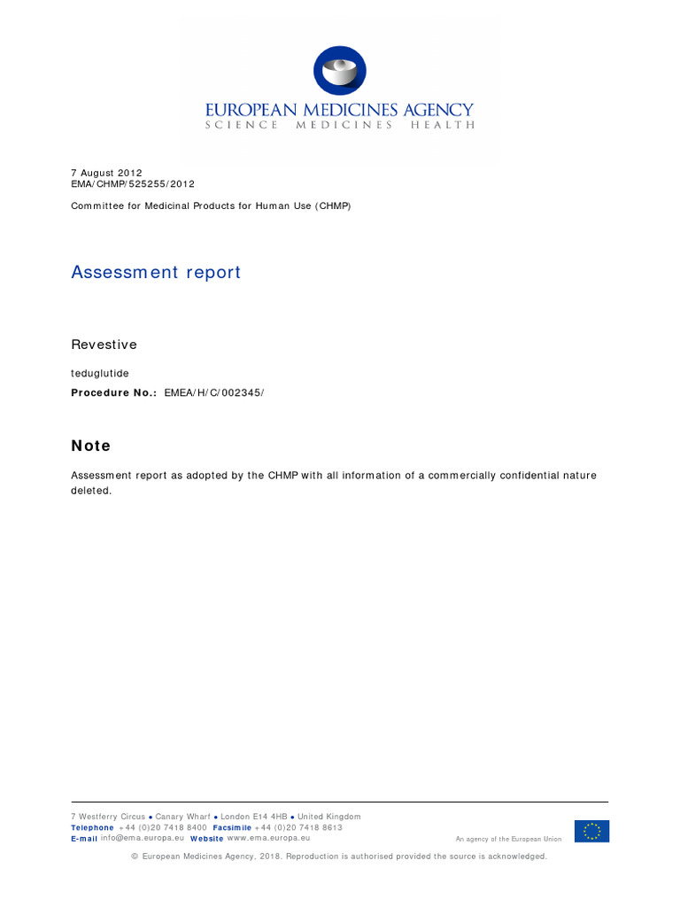 Teduglutide For Inj - CHMP Report | PDF | Pharmaceutical Formulation ...