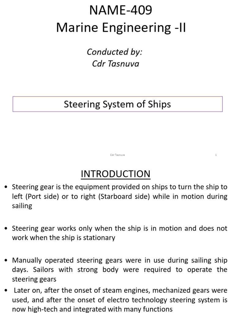 Lecture 6 - Steering System 2023 | PDF | Piston | Rudder