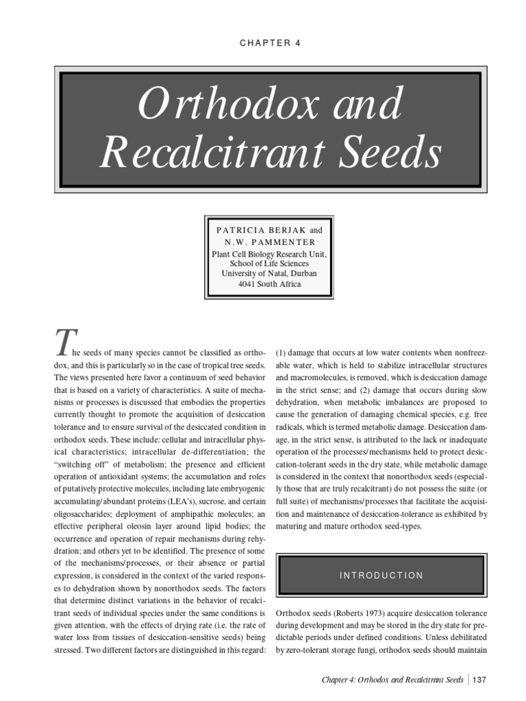 Understanding Recalcitrant Seeds | PDF | Lipid Bilayer | Seed