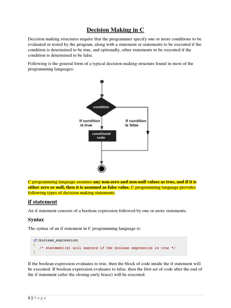 Lecture 4 Decision Making | Download Free PDF | Boolean Data Type | C (Programming Language)