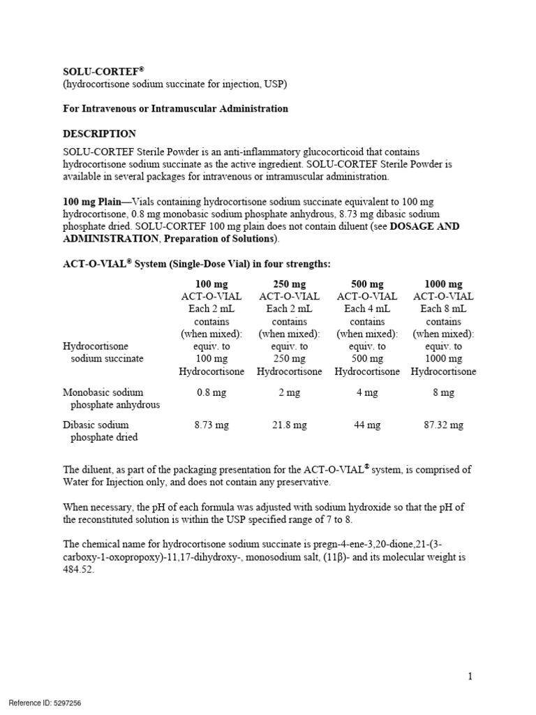 Solu Cortef FDA PIL 2023 | PDF | Dose (Biochemistry) | Chemistry