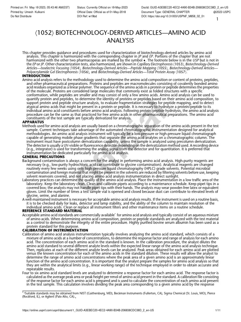 Amino Acid Analysis for Biotech Experts | PDF | High Performance Liquid ...