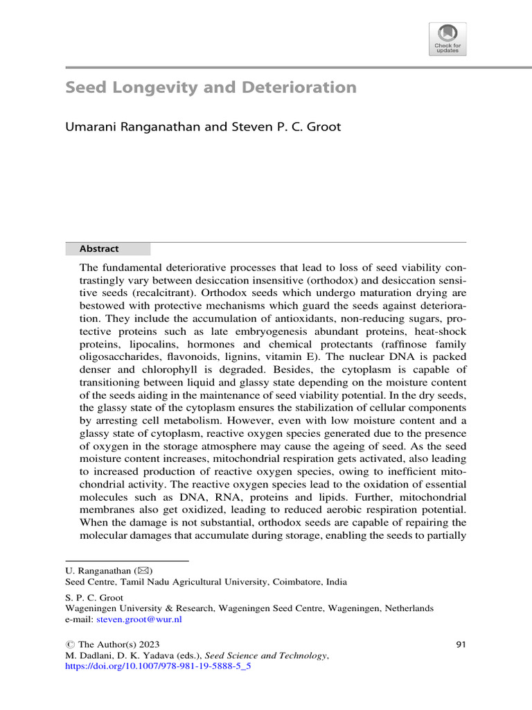 Seed Longevity and Deterioration-Wageningen University and Research ...