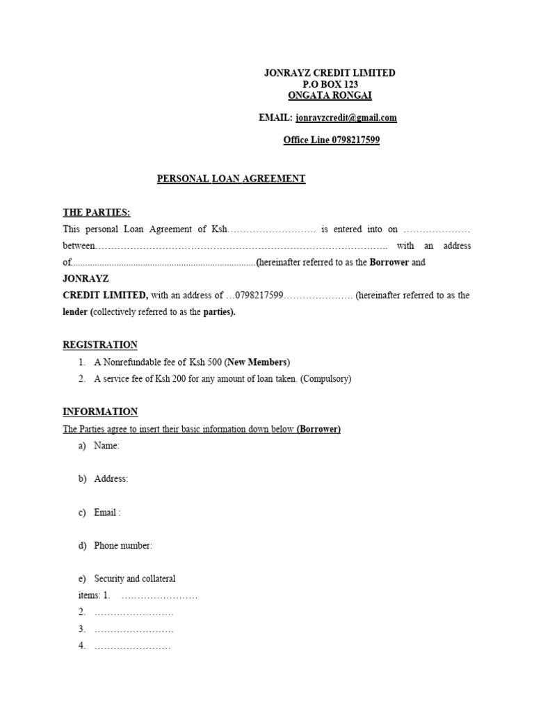 JCL Agreement - Application Forms | PDF | Loans | Interest