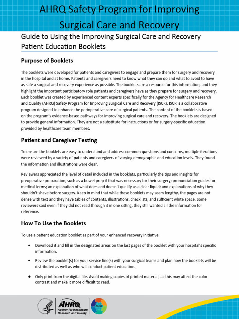 26 Patient Education Guide | PDF | Surgery | Caregiver