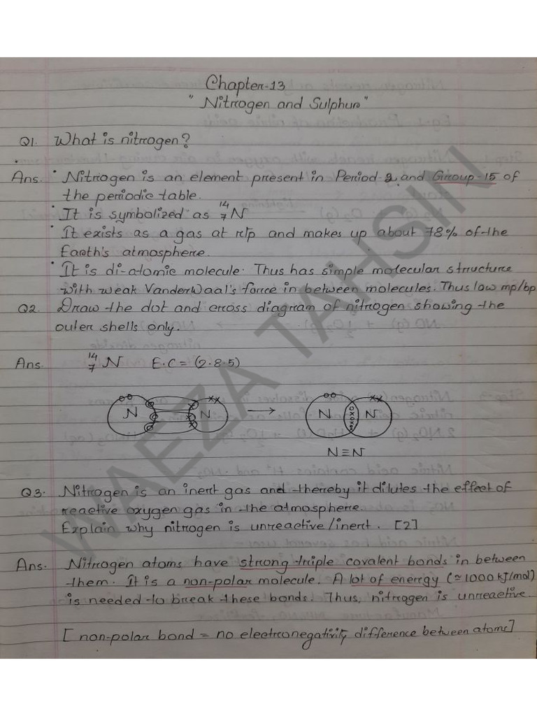 AS Note Nitrogen Sulphur | PDF