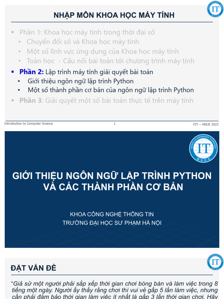 Lecture03 - Python Va Cac Thanh Phan Co Ban Trong Python | PDF