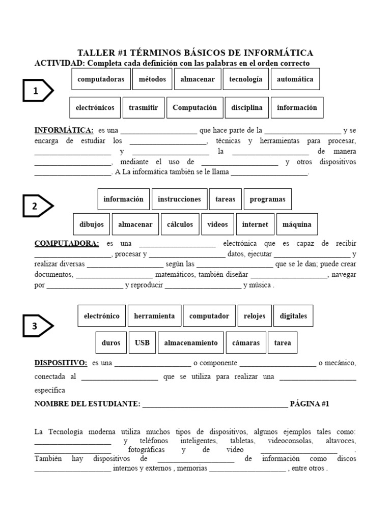 Términos Básicos de Informática Grado 7-Corrección | PDF | Hardware de ...