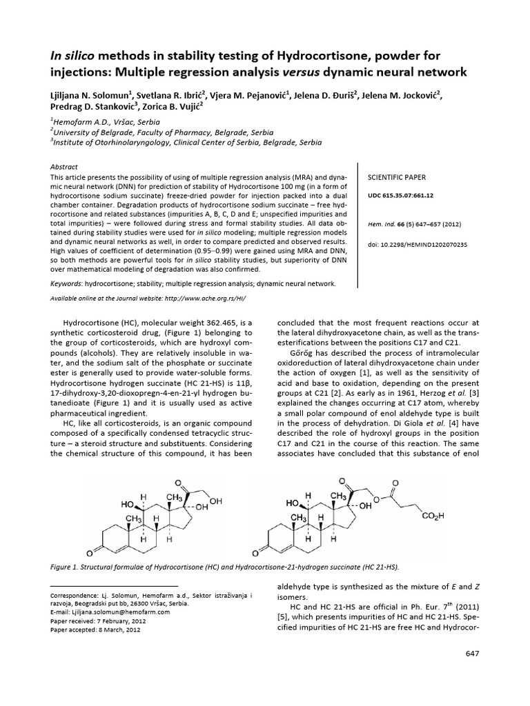 Hydrocortisone in Silico Analysis | PDF | Artificial Neural Network ...