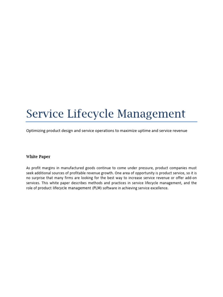 Service Lifecycle Management | PDF | Product Lifecycle | Business Economics