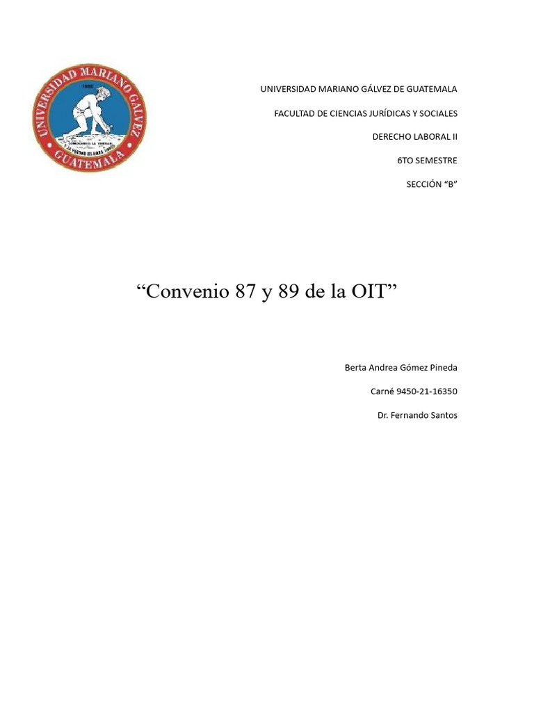 Convenio 87 y 89 de la OIT | PDF | Organización Internacional del Trabajo | Sindicato