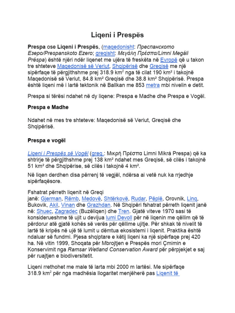 Liqeni i Prespës | PDF