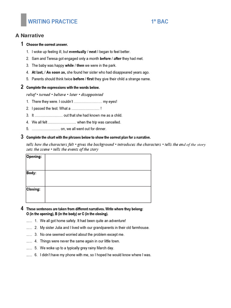 1 Bac Writing Practice | PDF | Rain
