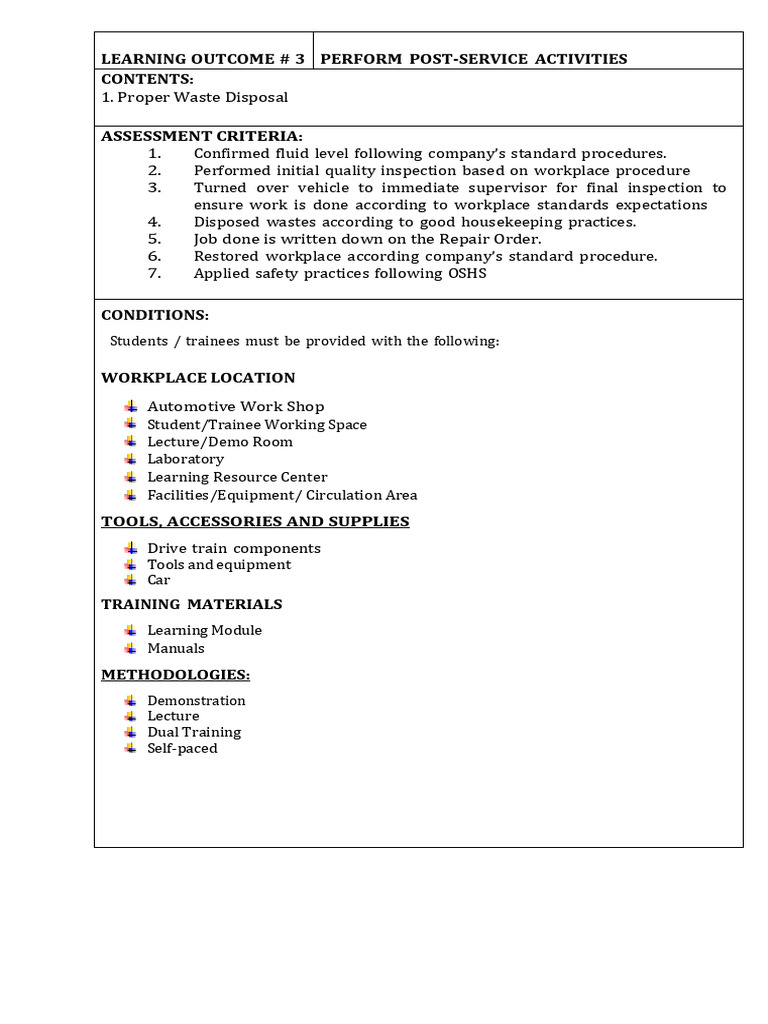 Perform Post-service Activities | PDF | Waste | Hazardous Waste