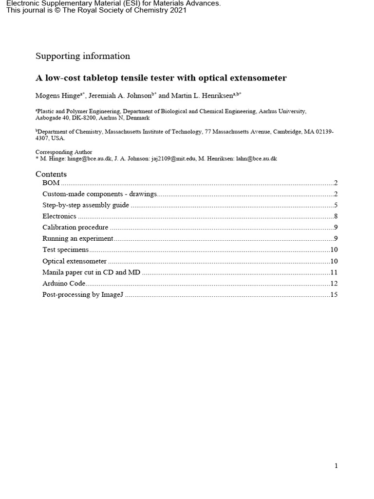 A Low-Cost Tabletop Tensile Tester With Optical Extensometer | PDF ...