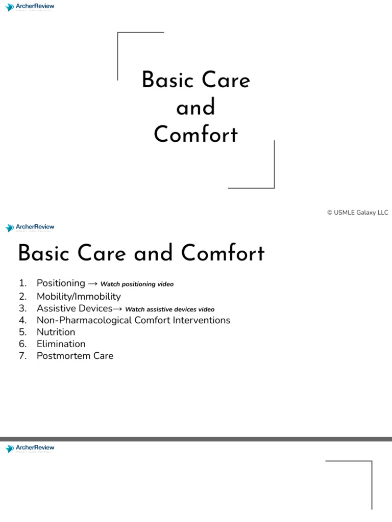 basic care and comfort | PDF | Clinical Medicine | Medical Specialties