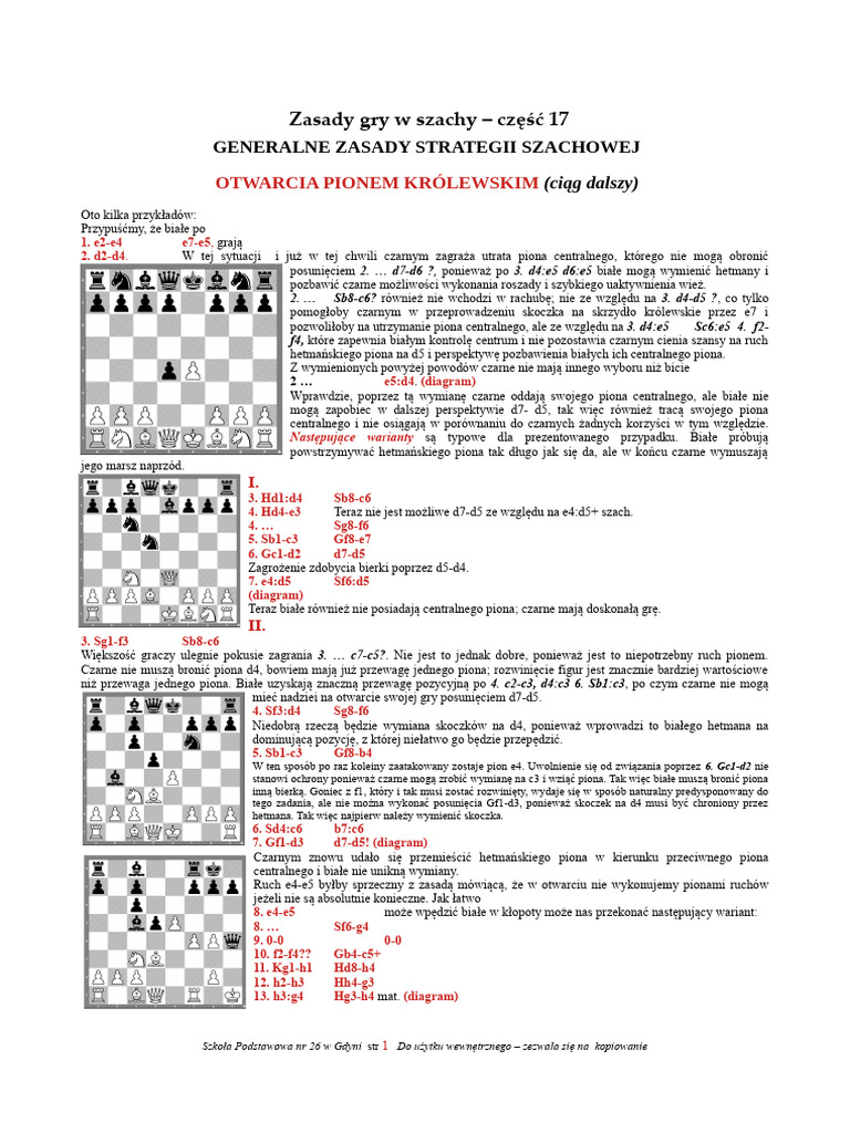 Zasady Gry W Szachy Część 17 | PDF