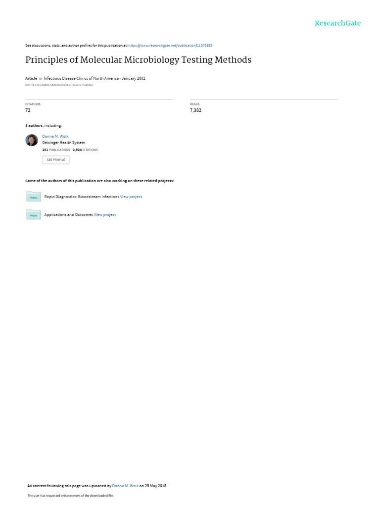 Principles of Molecular Microbiology Testing Method | PDF | Infection ...