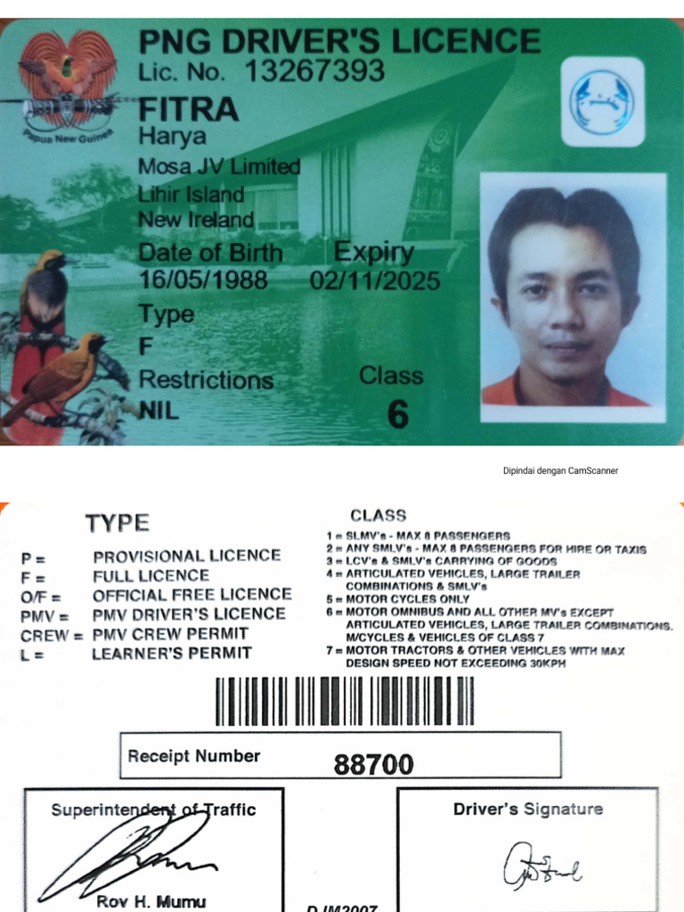 PNG Driving License - Harya Fitra | PDF