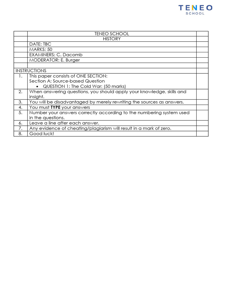 QP Hist 12e Sba 001 Source Based Task | PDF | Warsaw Pact | Cold War