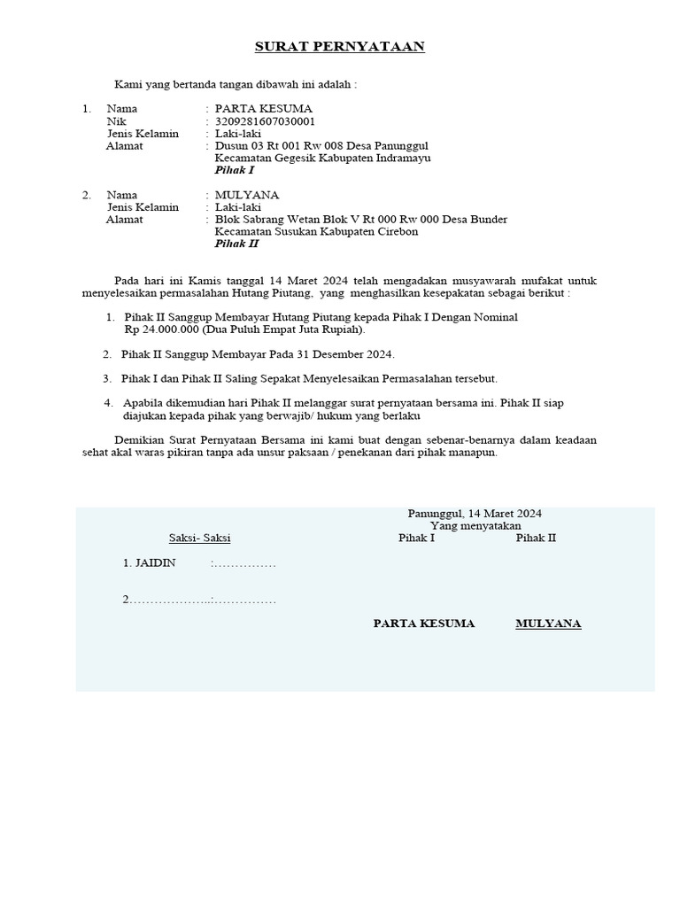 Surat Pernyataan Keributan | PDF