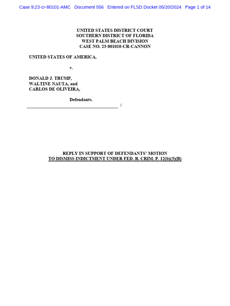Walt Nauta Motion To Dismiss | PDF | Evidence (Law) | Aiding And Abetting