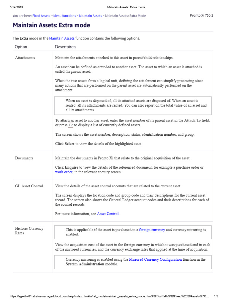 Pronto Xi Help 750.2 - Maintain Assets - Extra Mode | PDF | Expense ...
