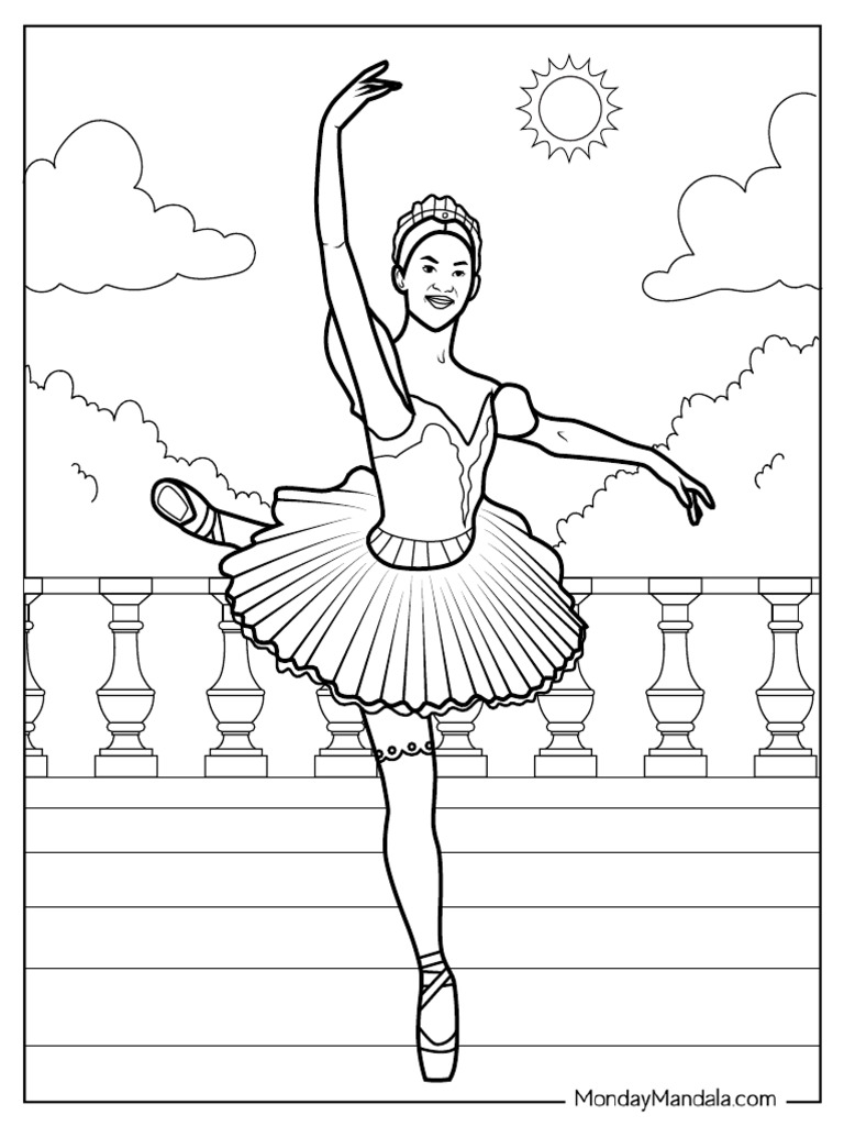 Ballerina Dancing Coloring Page | PDF