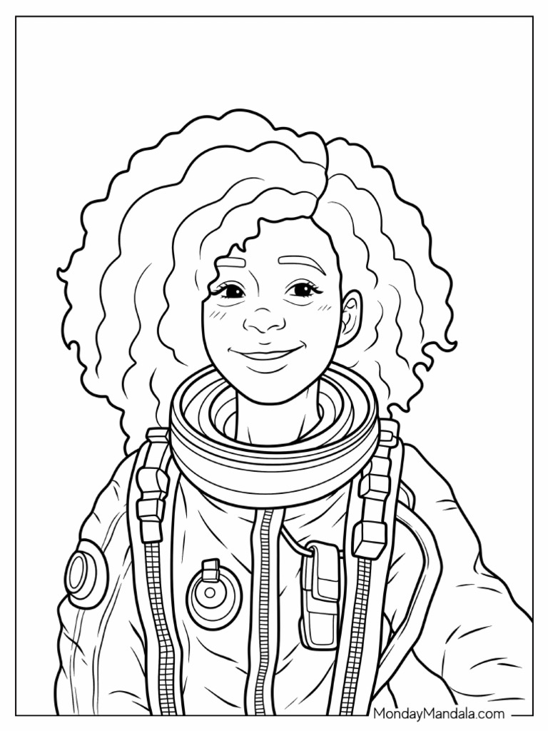 Black Girl in Astronaut Space Suit Coloring Page | PDF