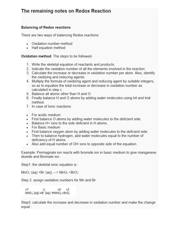 Balancing Redox Reactions Guide | PDF | Redox | Chemical Reactions