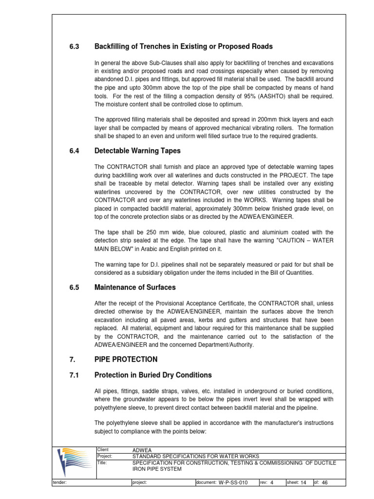 ADWEA STD Specifications For Warning Tape | PDF | Pipe (Fluid ...