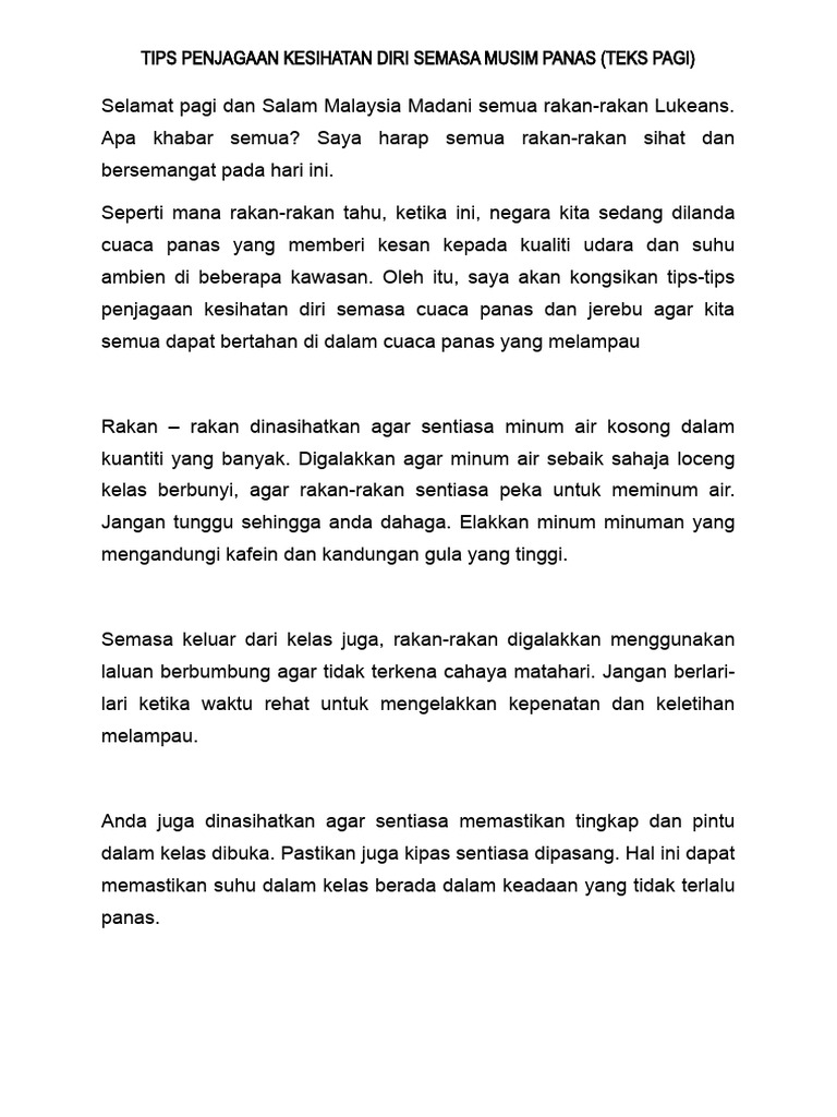Teks Cuaca Panas Jerebu | PDF | Gaya Hidup