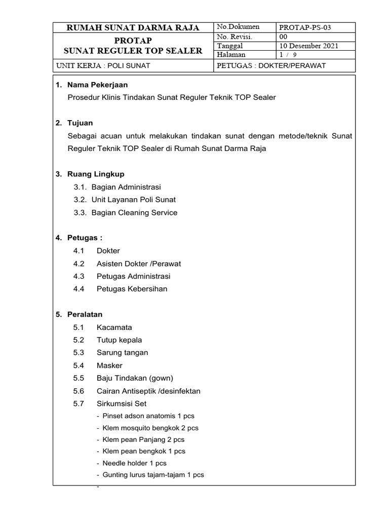 Sop Sunat Top Sealer Cauter Lem | PDF