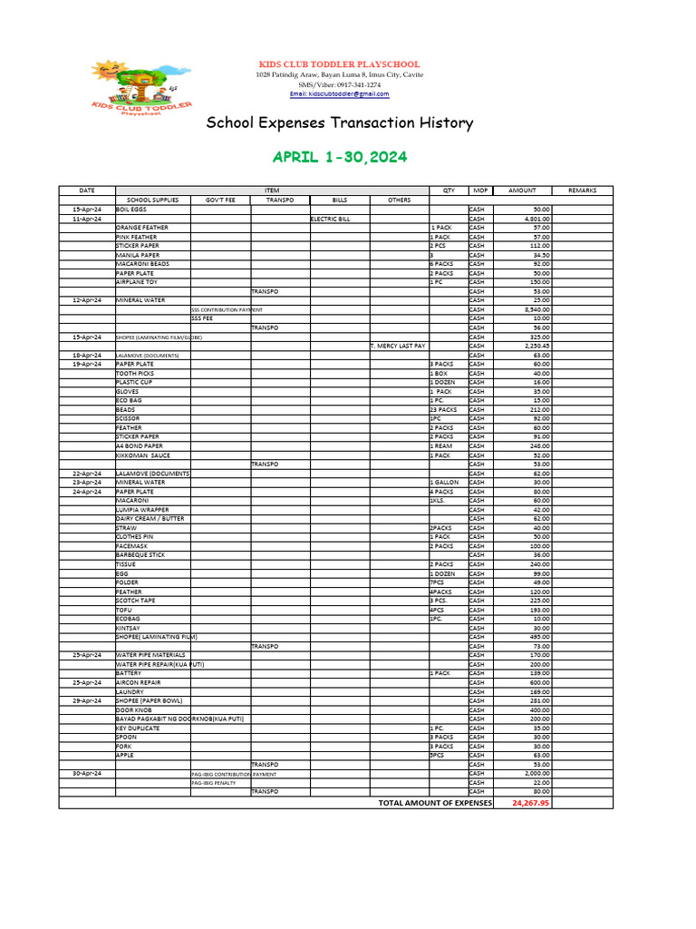 School Expenses 2024 3 | PDF
