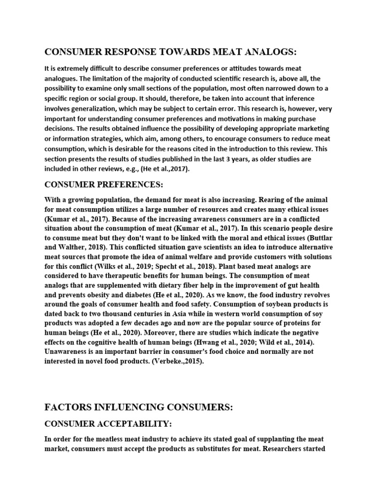 Meat Analouge Review | PDF | Meat | Consumer Behaviour