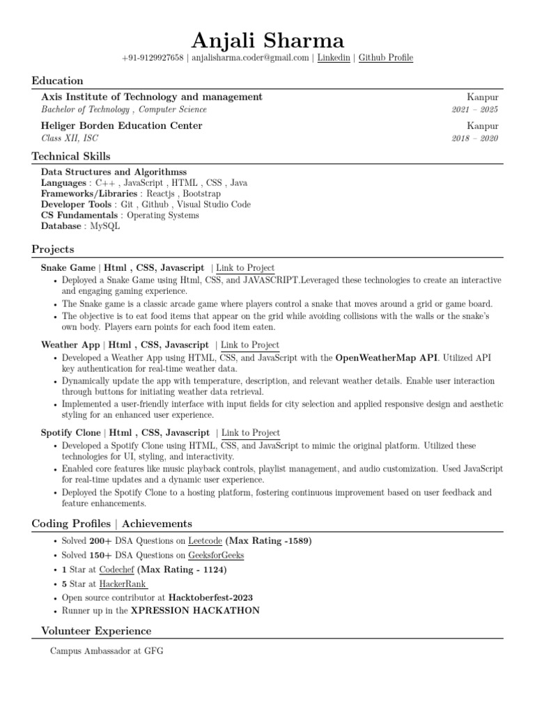 Anjali Resume 2 | Download Free PDF | Java Script | Mobile App