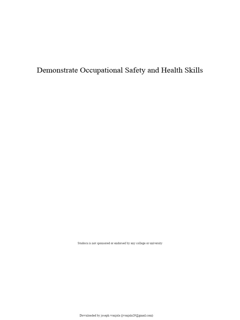 Demonstrate Occupational Safety and Health Practices CPM | Download Free PDF | Occupational ...