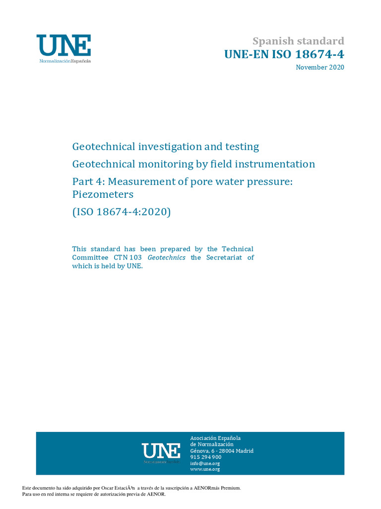 Une En Iso 18674 4 Monitoreo Geotécnico Parte 4 Pdf Pressure