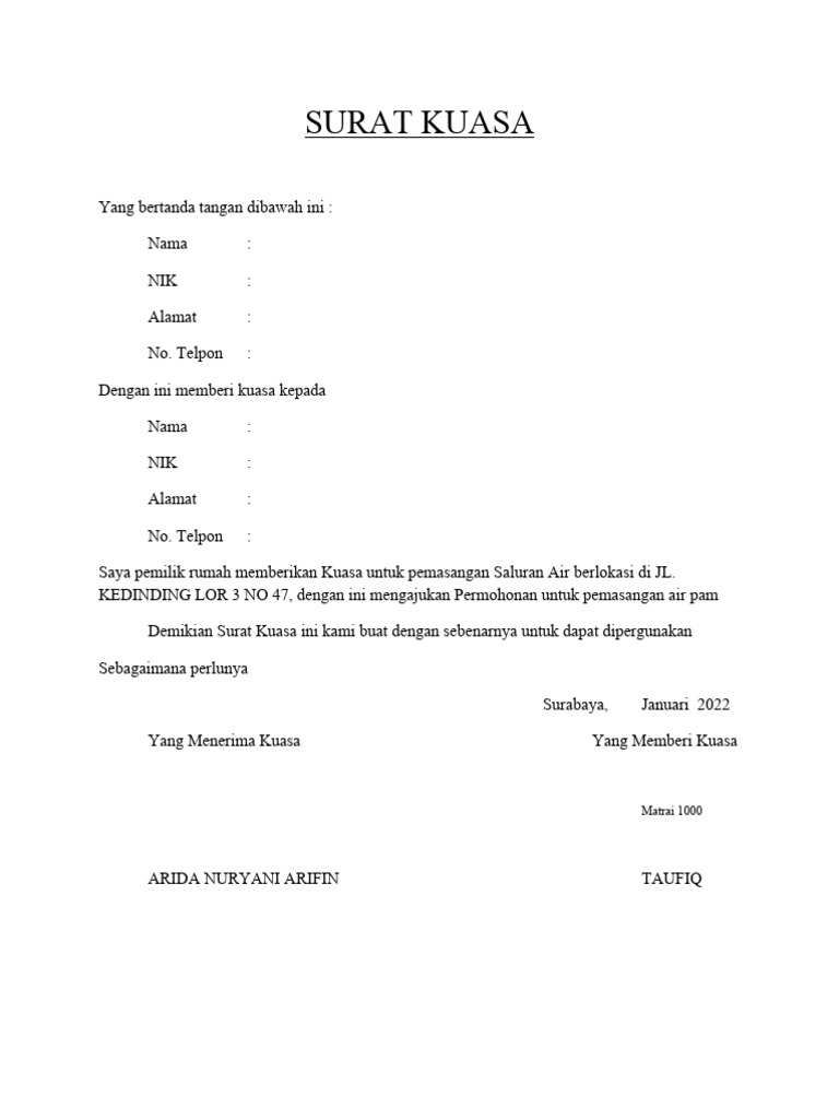 Surat Kuasa Pam | PDF