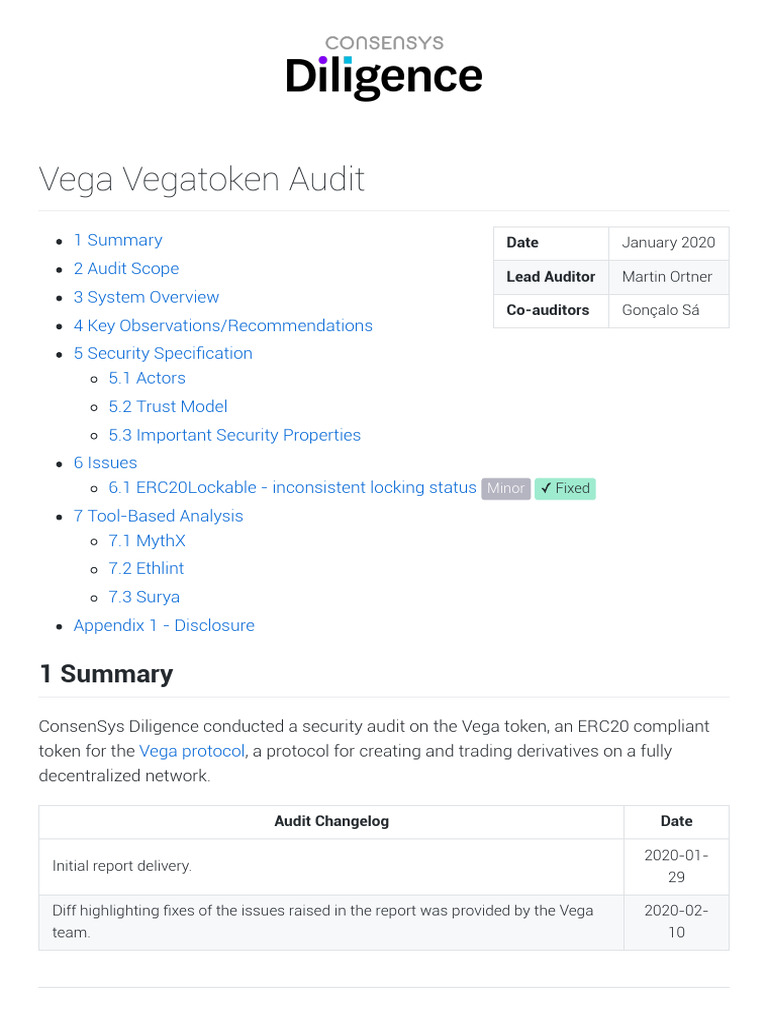 Vega Token Security Audit Report | PDF | World Wide Web | Internet & Web