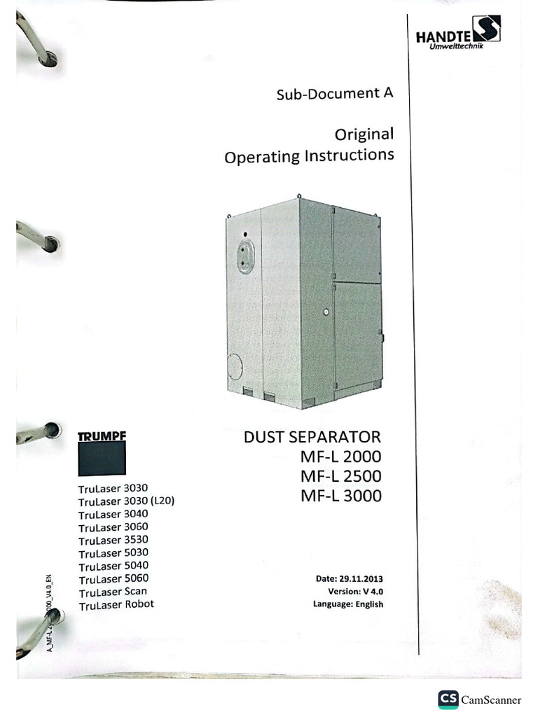 Trumpf Dust Separator MF-L 2500 | PDF