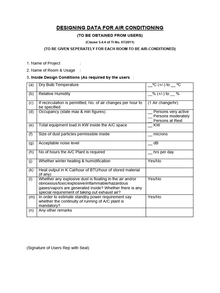AC Design Data Sheet Proforma | PDF | Air Conditioning | Heat Transfer