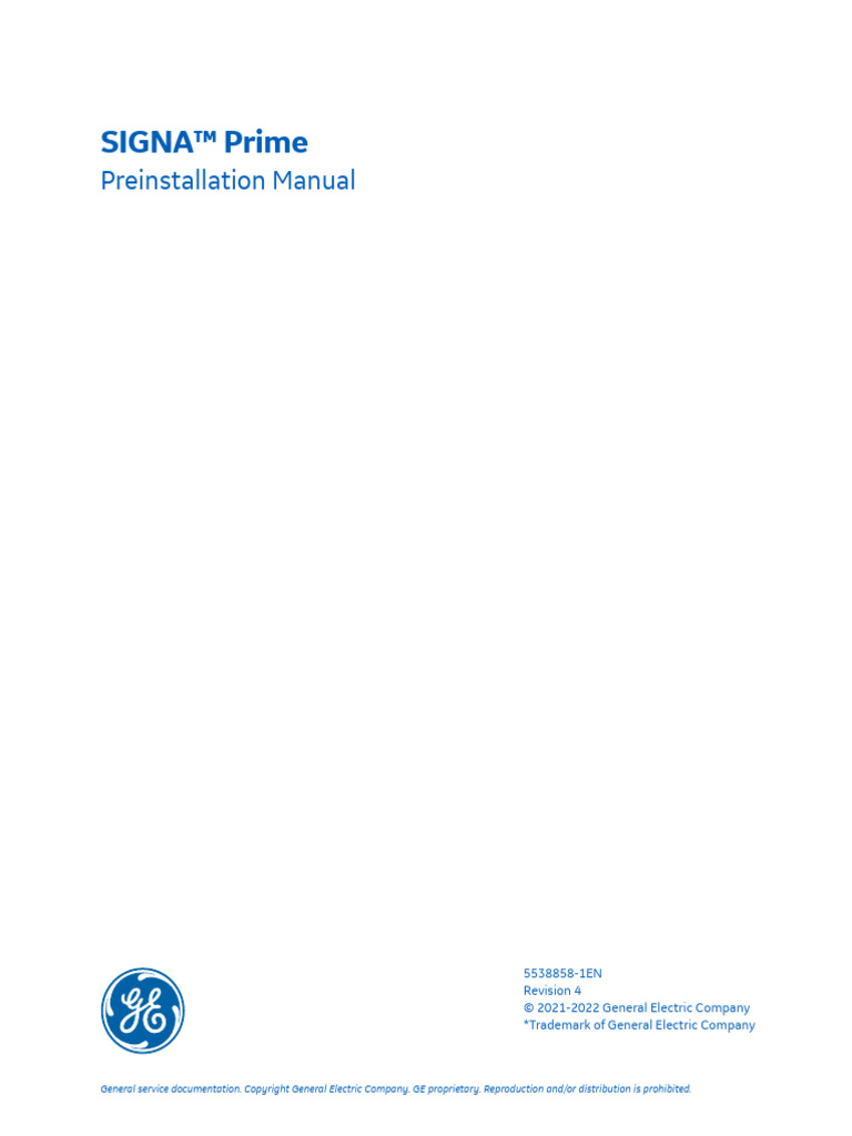SIGNA Prime Preinstallation Manual - PIM - 5538858-1EN - 4 | PDF ...