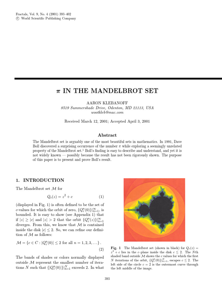 pi-in-mandelbrot | PDF | Complex Analysis | Algebra