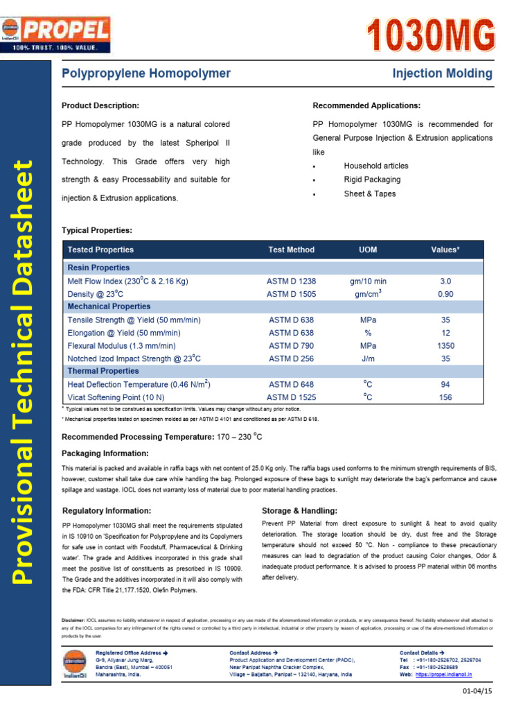 1030MG | PDF | Polymers | Materials Science