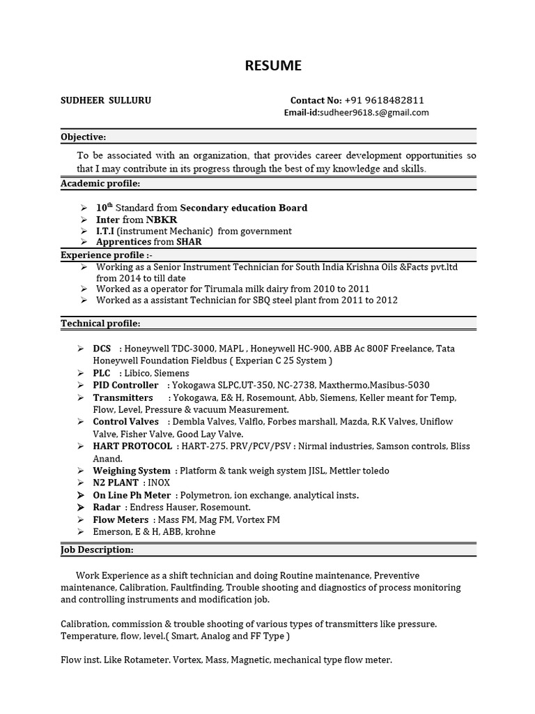Sudheer Resume | PDF | Calibration